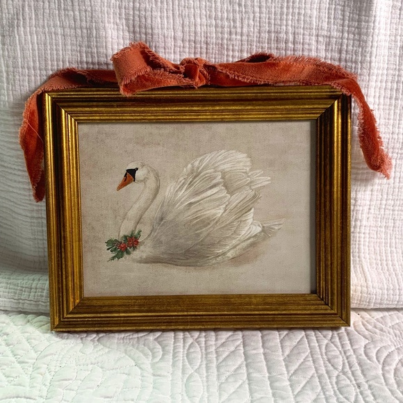 Threshold | Art | Vintage Inspired Swan Photo With Gold Frame And ...